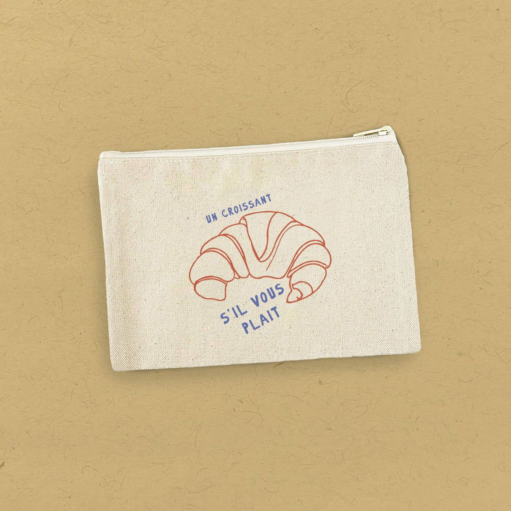 Un Croissant Canvas Zipper Pouch