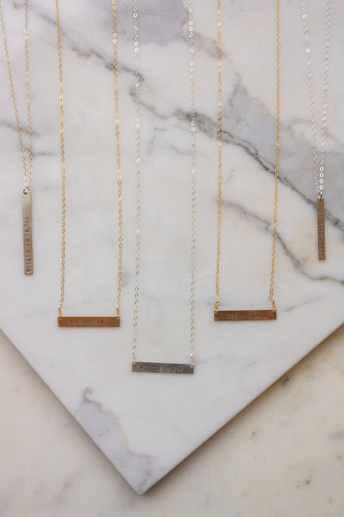 Custom Stamped Horizontal Bar Necklace